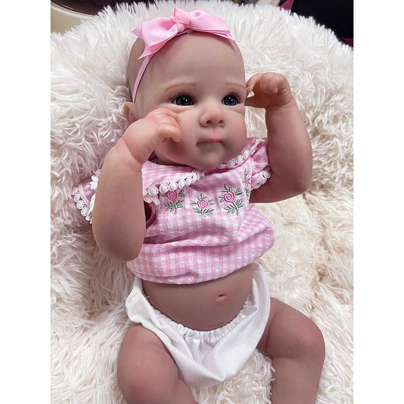 45 см полностью силиконовая виниловая кукла-реборн для девочек, голубые глаза, приклеенные ресницы, Reborn Bettie