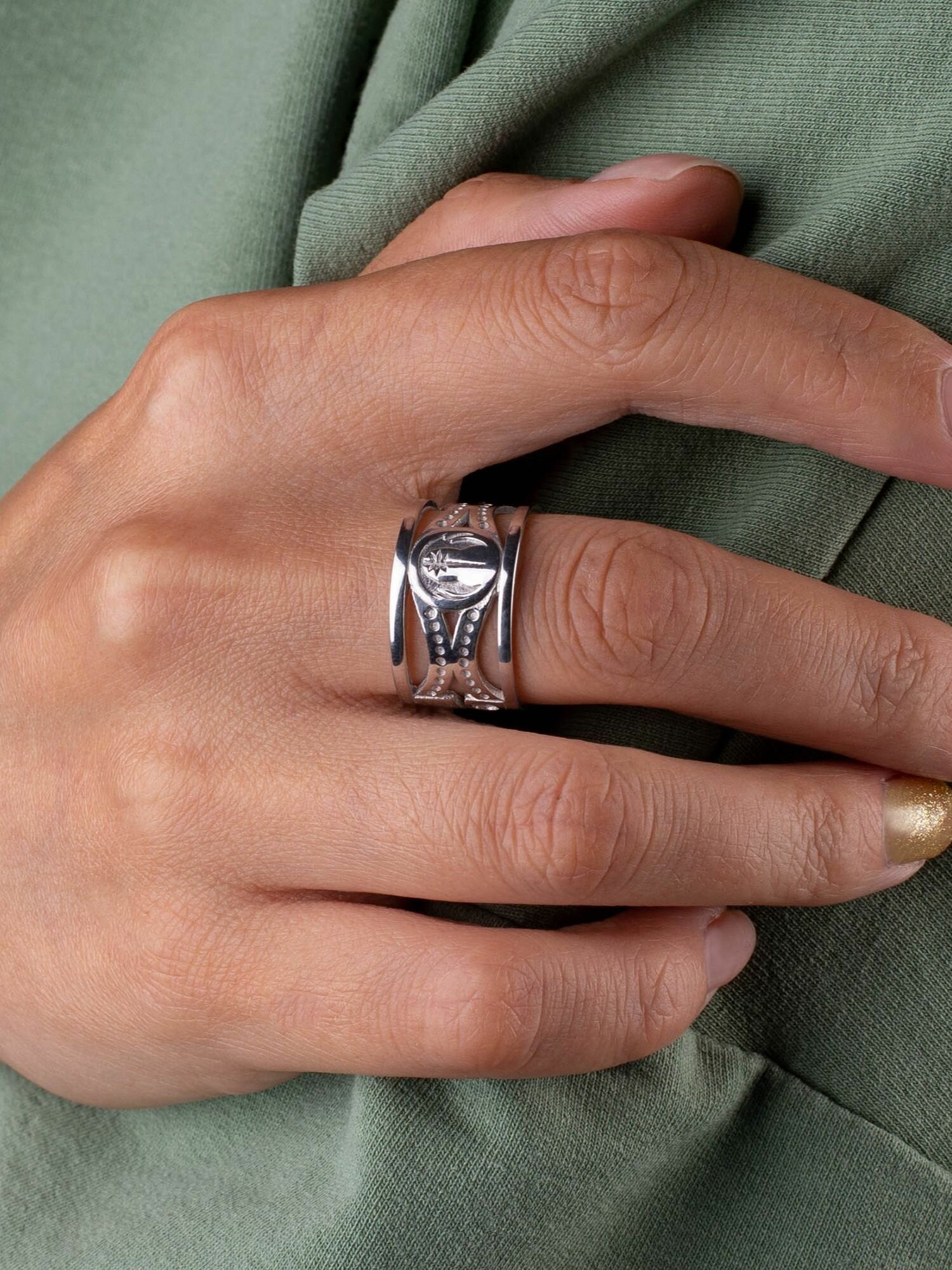 Кольцо широкое, тонкое, серебро, 925 проба