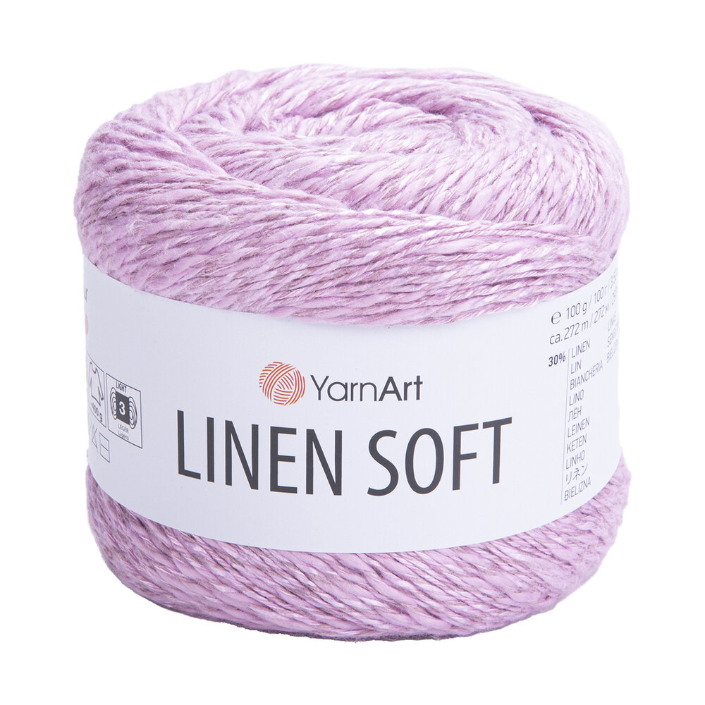 Пряжа для вязания YarnArt Linen soft 7321 светлая сирень 100 гр/272 м 30% лён, 36% вискоза, 34% хлопок