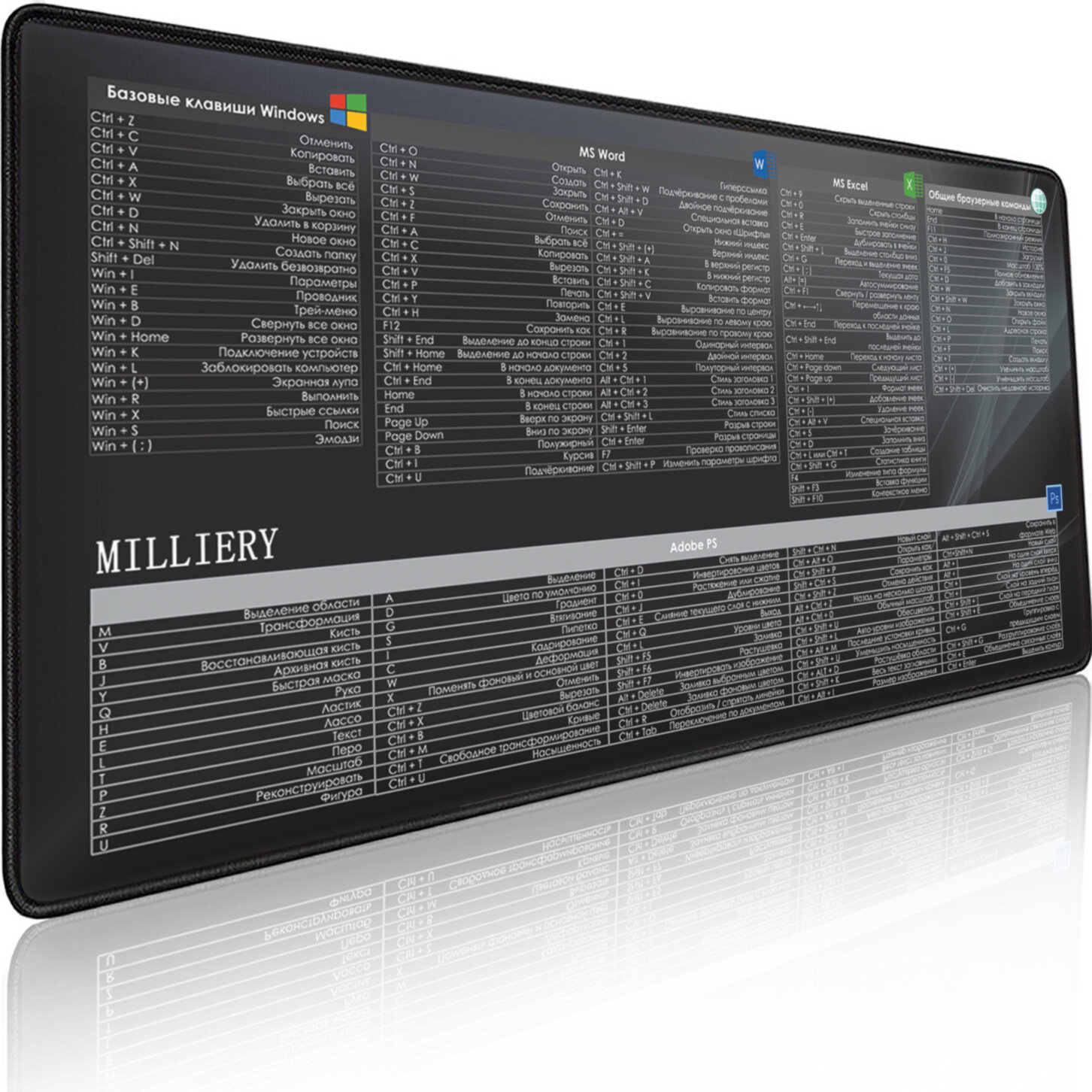 Коврик для мыши русская клавиатура pad сочетания клавиш увеличенный утолщенный коврик для рабочего стола（400*800*2MM）