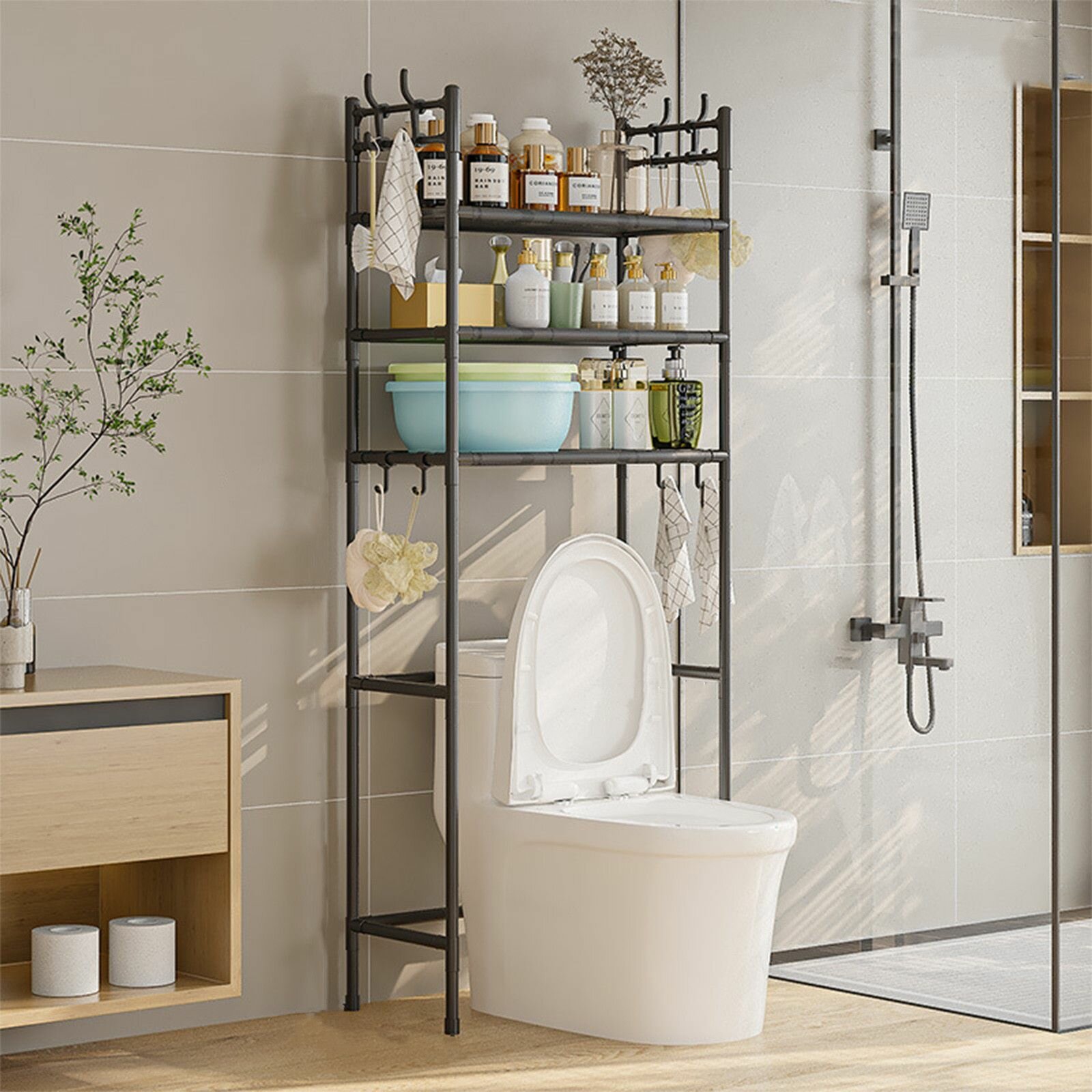 Настенная полка над унитазом 3-х ярусная стойка из нержавеющей стали для ванной комнаты