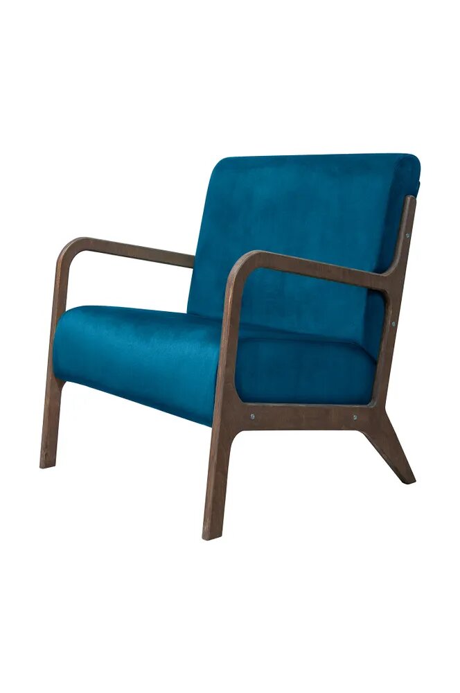 Низкое лаунж-кресло Mak-interior "Mody Izumrud", деревянное с подлокотниками