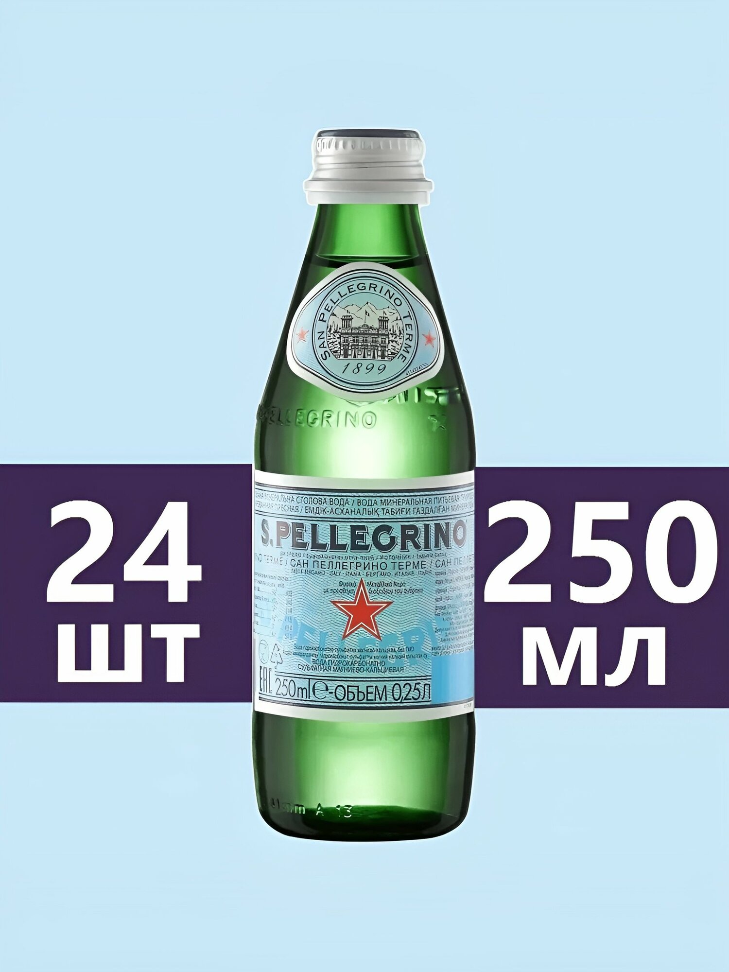 Вода питьевая минеральная San Pellegrino (Сан Пеллегрино) 0,25л х 24шт, стекло