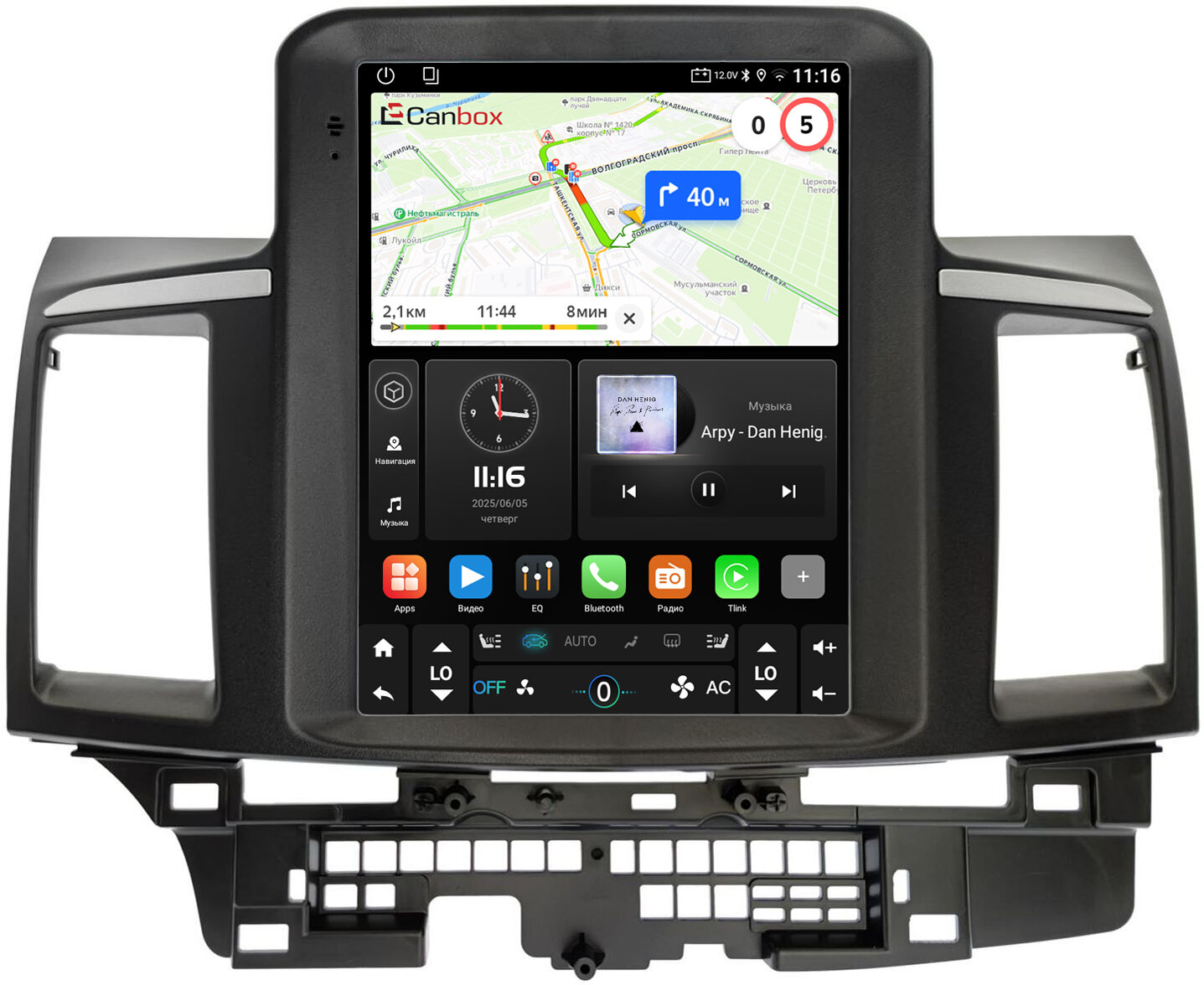 Штатная магнитола Mitsubishi Lancer 10 2007-2017 Canbox (Tesla) 9.7" 2/32 GT096-1312-82 Android 10 (QLed, DSP, CarPlay)