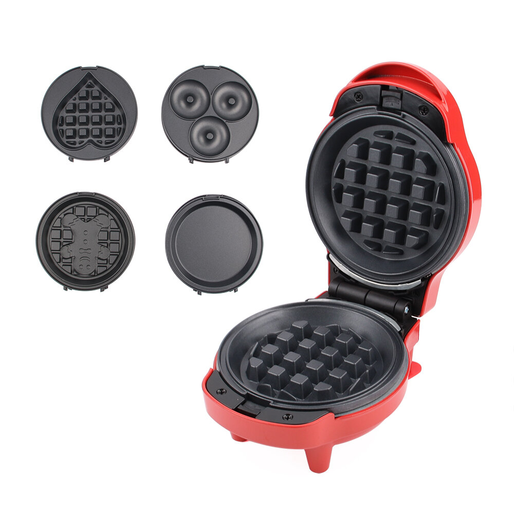DMWD Мультипекарь 5 в 1 DDNDGJ-R-220V,5 съемных панелей для выпечки, вафельница /гриль, пиццамейкер, блинница,600 Вт, красный