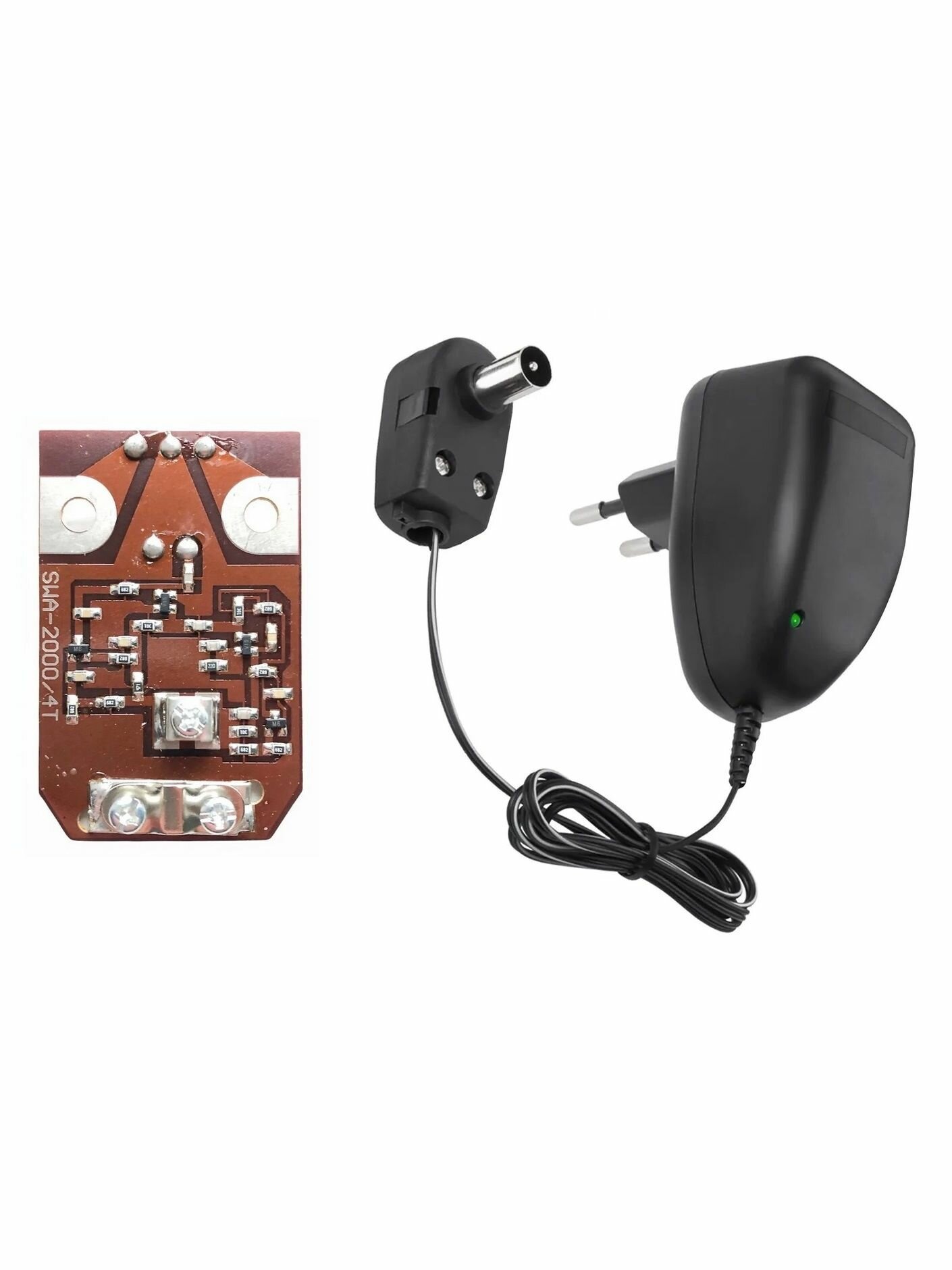 Комплект Усилитель для антенны SWA-2000 (усиление 40-47дБ, питание - 12В) + Блок питания для телевизионных антенн с сепаратором 12В