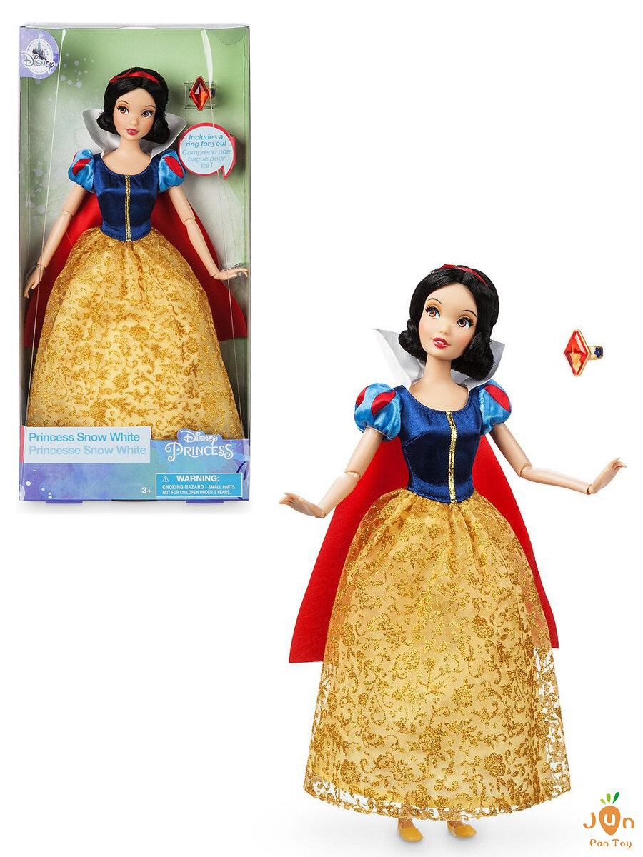 Белоснежка дисней принцесса Disney Princess Classic Snow White / Классическая кукла Диснея, Ношение модной одежды с кольцевыми аксессуарами, Подарки на день рождения для девочек старше 3 лет
