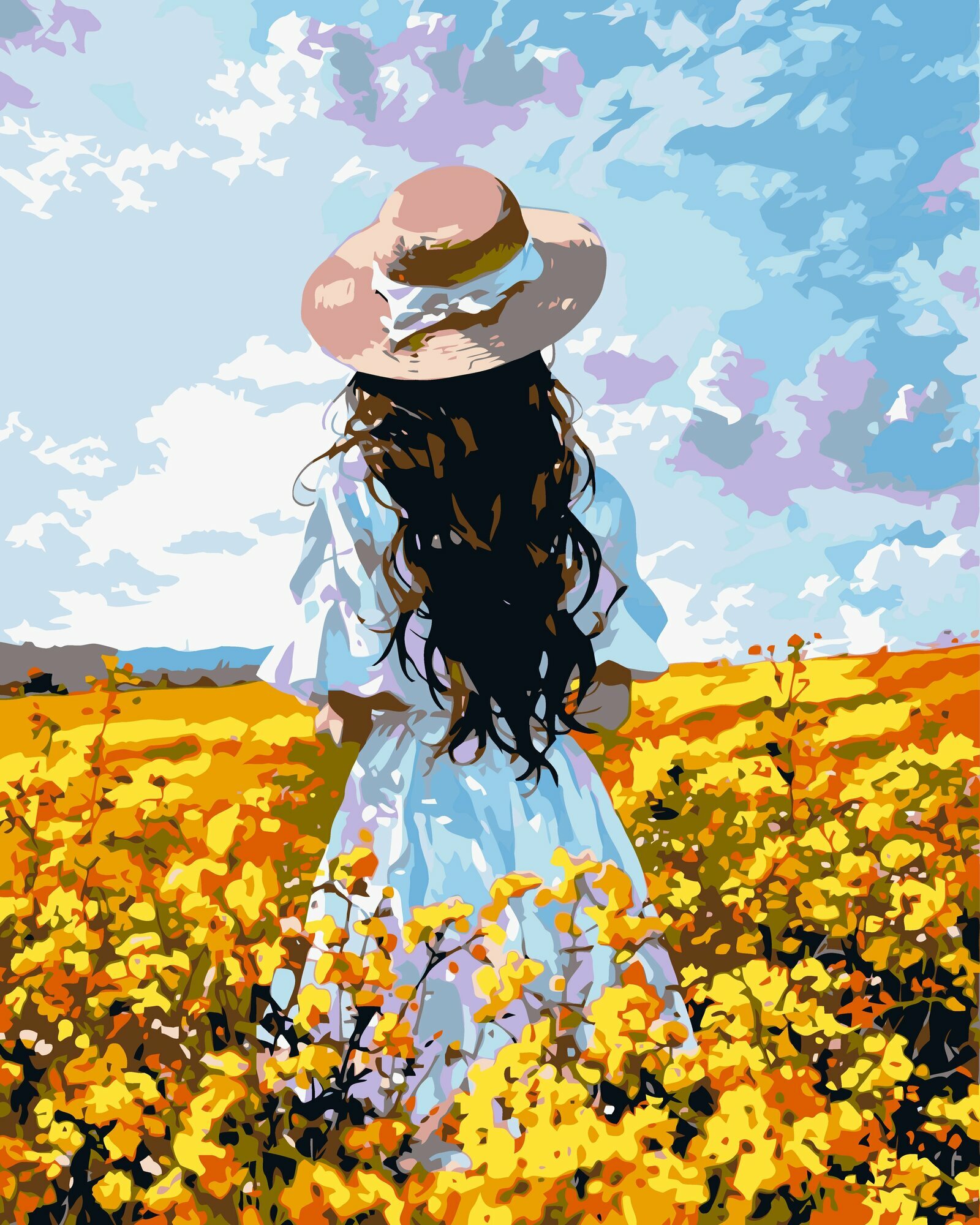 Картина по номерам Y-961 "Девушка в поле" 40х50