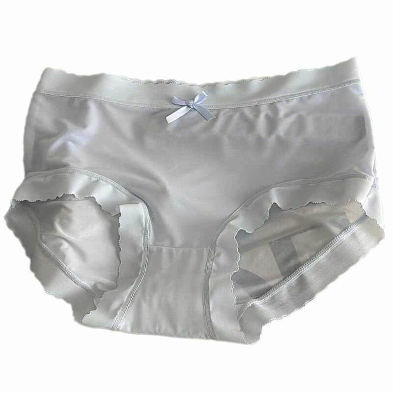 Удобные женские трусики из ледяного шелка с милыми бантиками, Синий - L