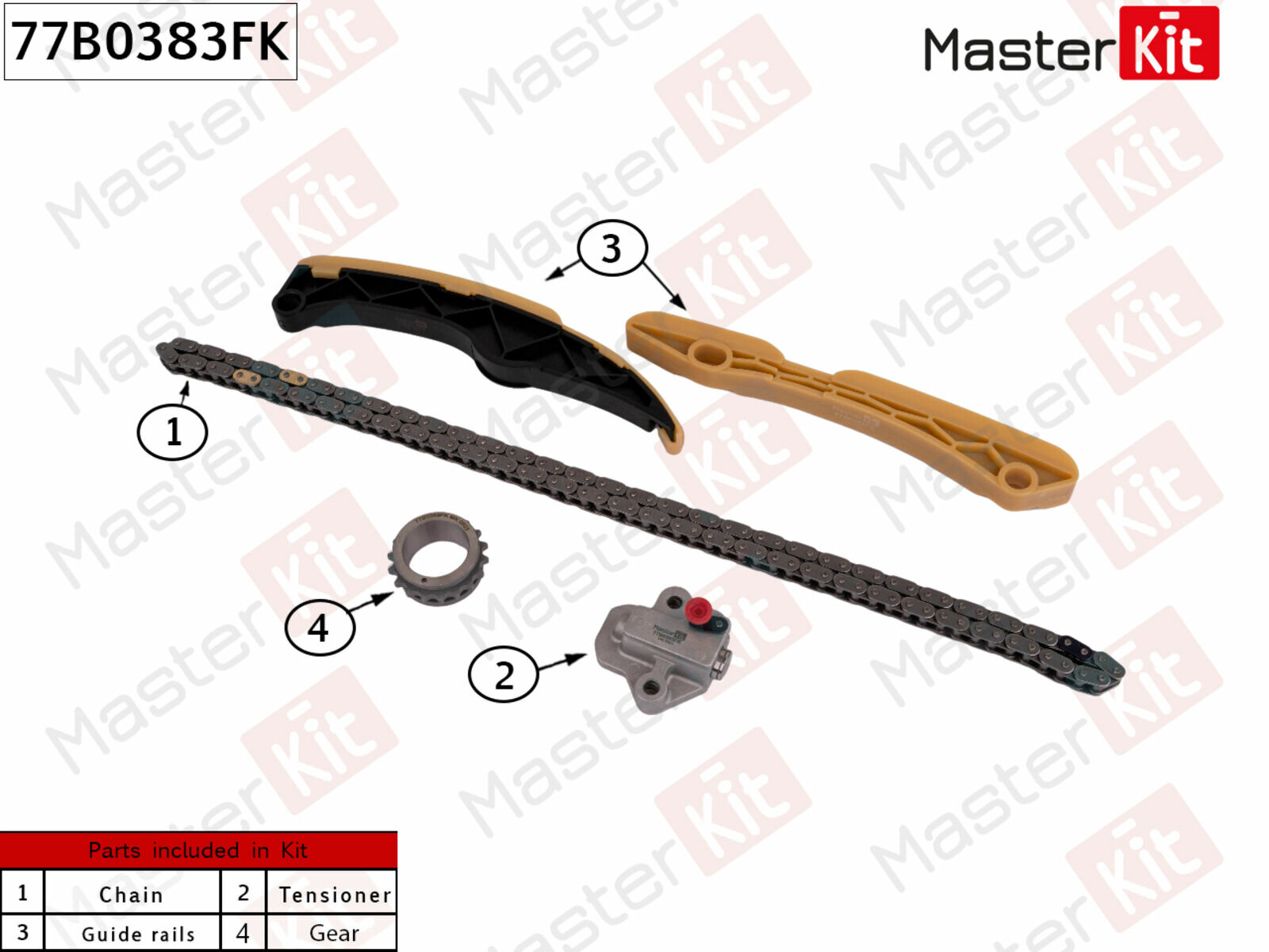 Комплект Цепи Грм Hyundai/Kia G4Fj (1.6 T-Gdi)(Masterkit 77B0383Fk)