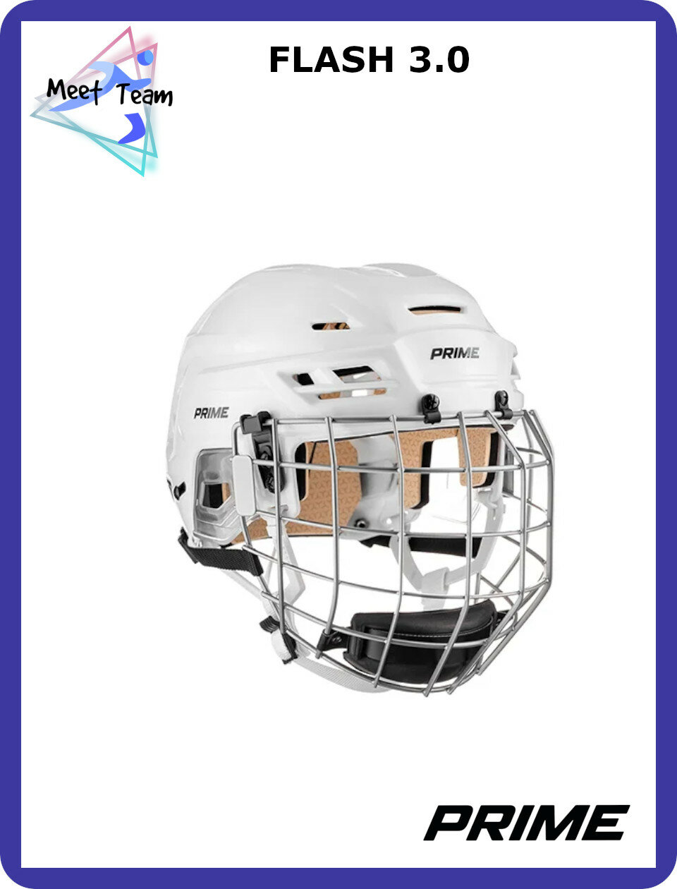 Шлем игрока комбо с решеткой PRIME FLASH 3.0, M / белый