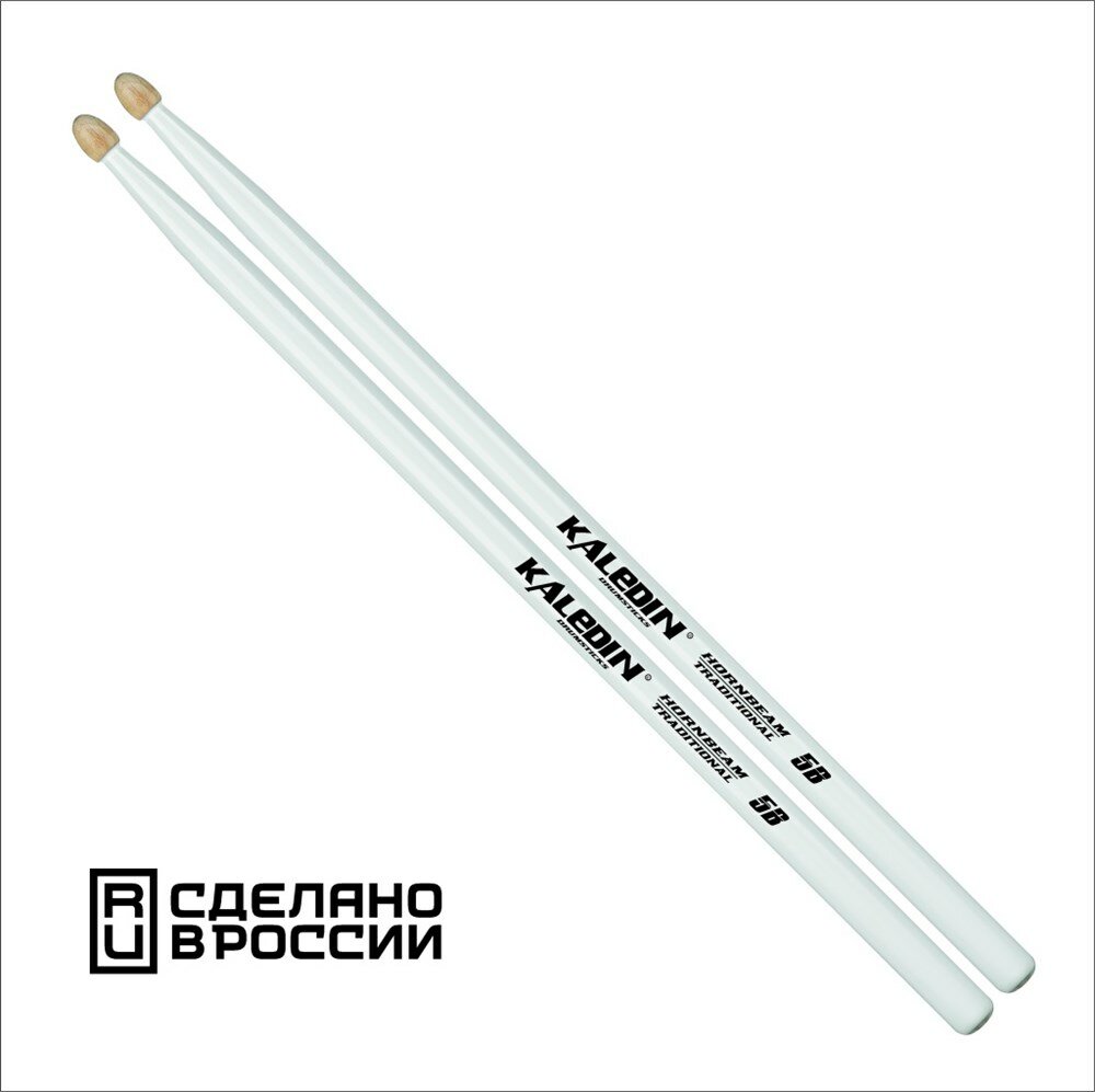 Kaledin Drumsticks 7KLHBW5B 5B Барабанные палочки, граб, деревянный наконечник, белые