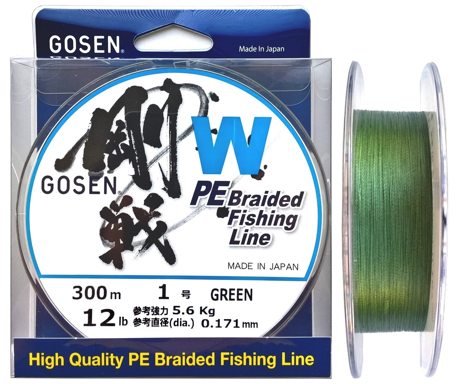 Плетёная леска (шнур) Gosen 4PE W Braid 300м. #1 (12Lb/0,171мм) зеленый