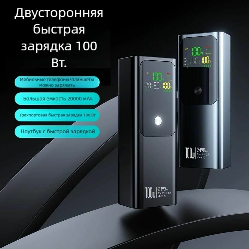 Портативный внешний аккумулятор для ноутбука, емкостью 20000 мАч, сверхбыстрая двухсторонняя зарядка мощностью 100 Вт