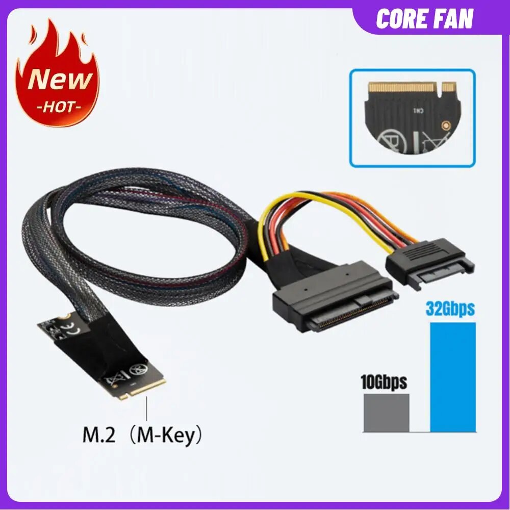 0,5 м M.2 M-Key к U.2 SFF-8639 Интерфейсный кабель-адаптер для 2,5-дюймового твердотельного накопителя NVMe, запасные части для компьютера