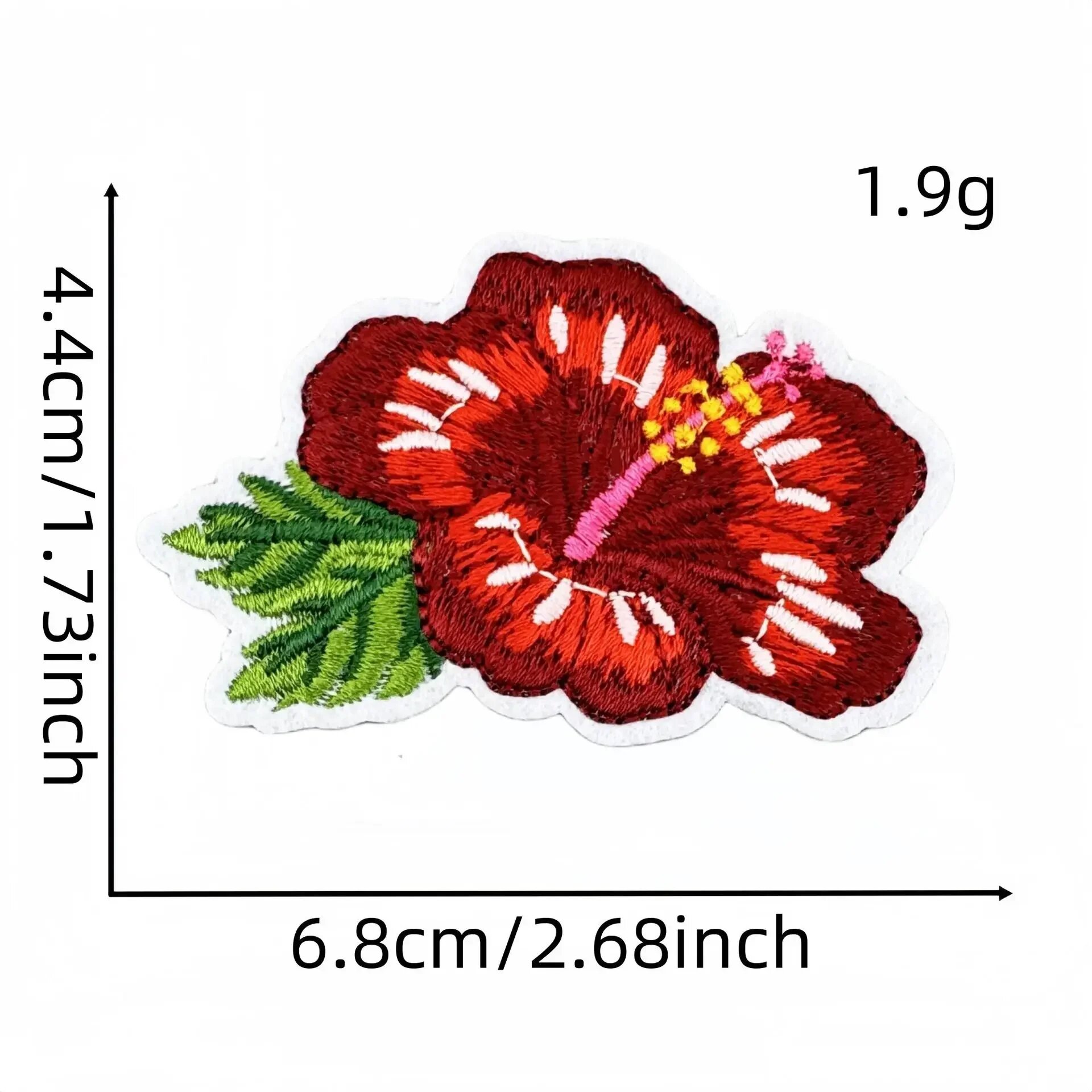 Вышитый значок Цветок Гибискус, 6.8x4.4 см, 1.9г, Цвет: 6