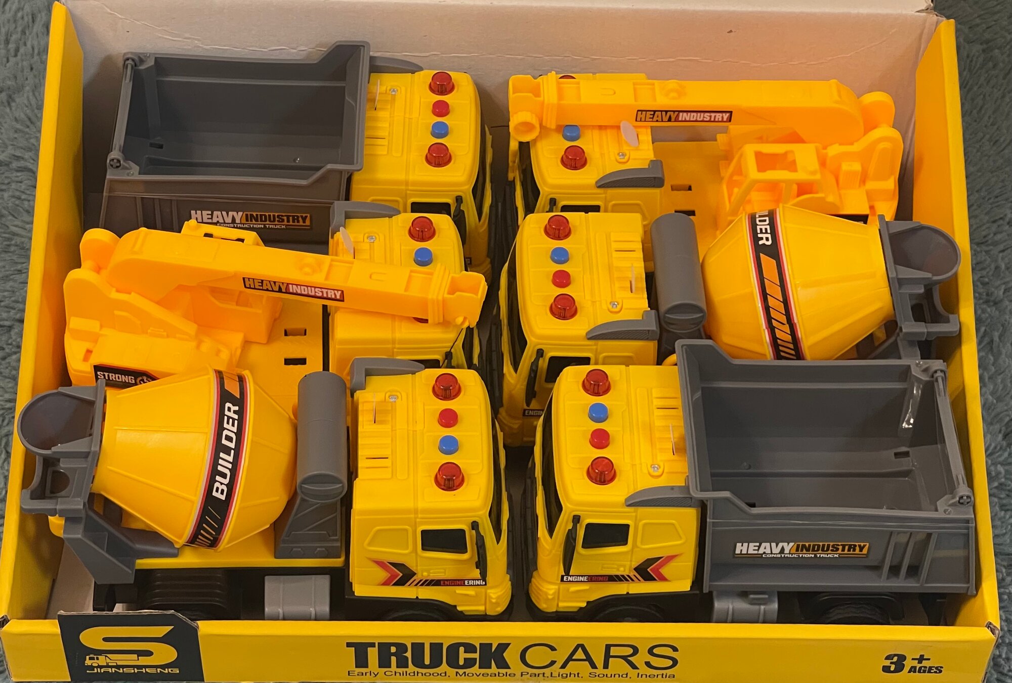 Инерционные машинки, строительная техника для малышей, набор 6 машинок для песочницы, спецтехника