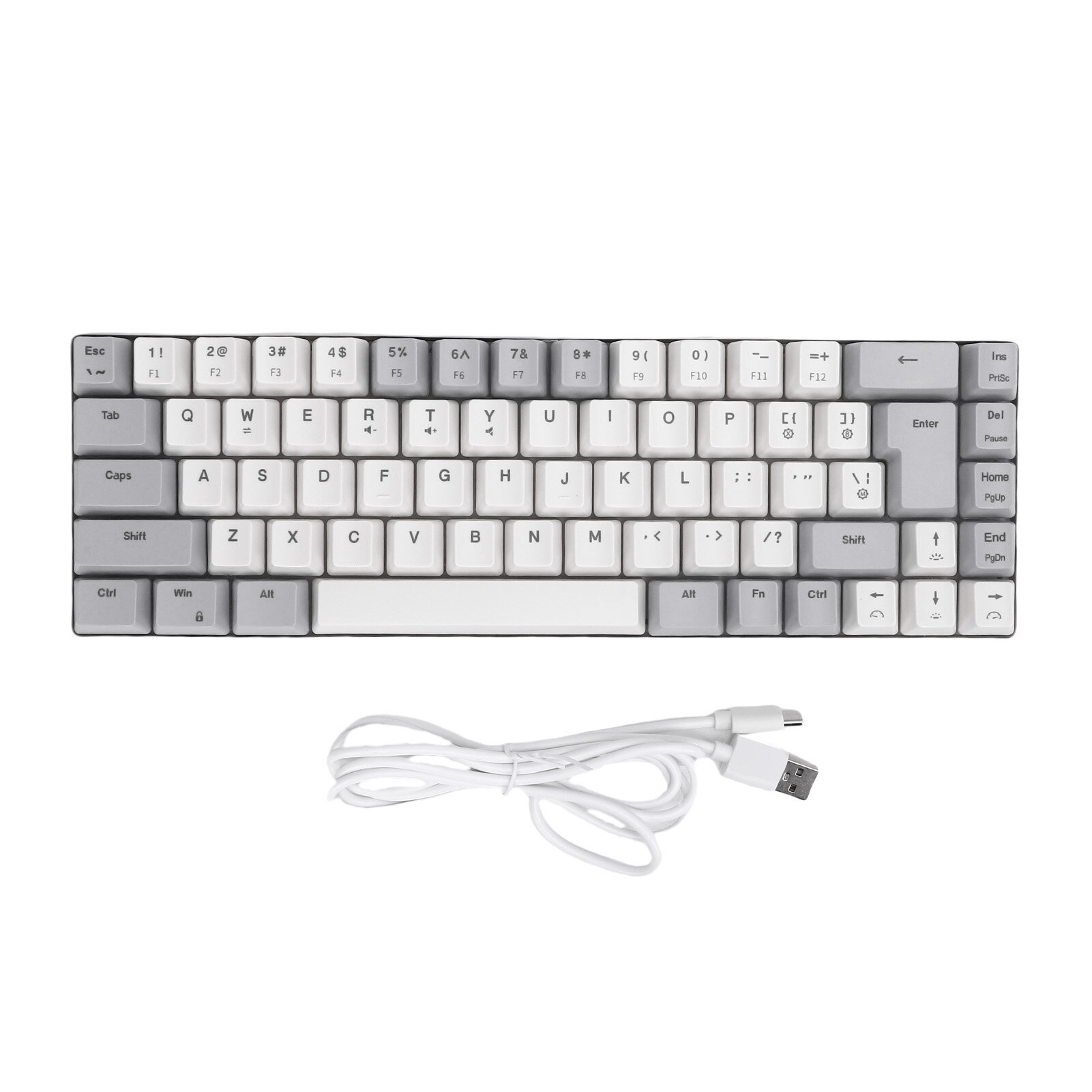 Проводная игровая клавиатура 60% компактно с RGB Bartlight Comensive Mechanical клавиатурой для ПК Ноутбук серого белого цвета