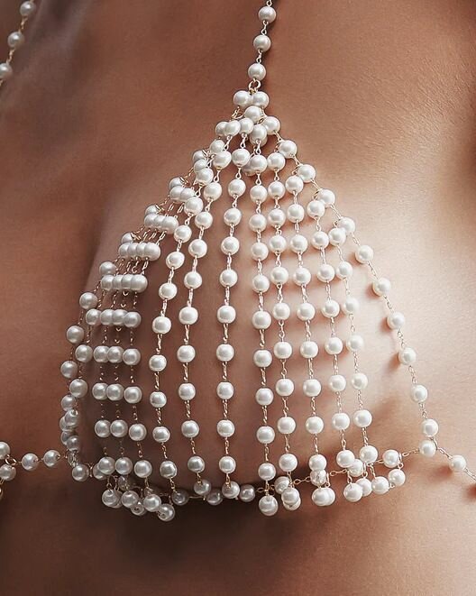 Жемчужная корсетная топка с бодичейном дизайном, ручная работа, пляжная модель, сексуальная нижняя одежда для женщин, комфортная в ношении