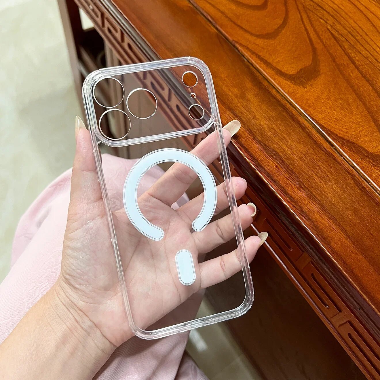 Кристально чистый жесткий чехол для телефона для iPhone Air 17 Pro Max 16 15 Plus 14 13 12 11 Magsafe, оригинальный магнитный прозрачный чехол Funda