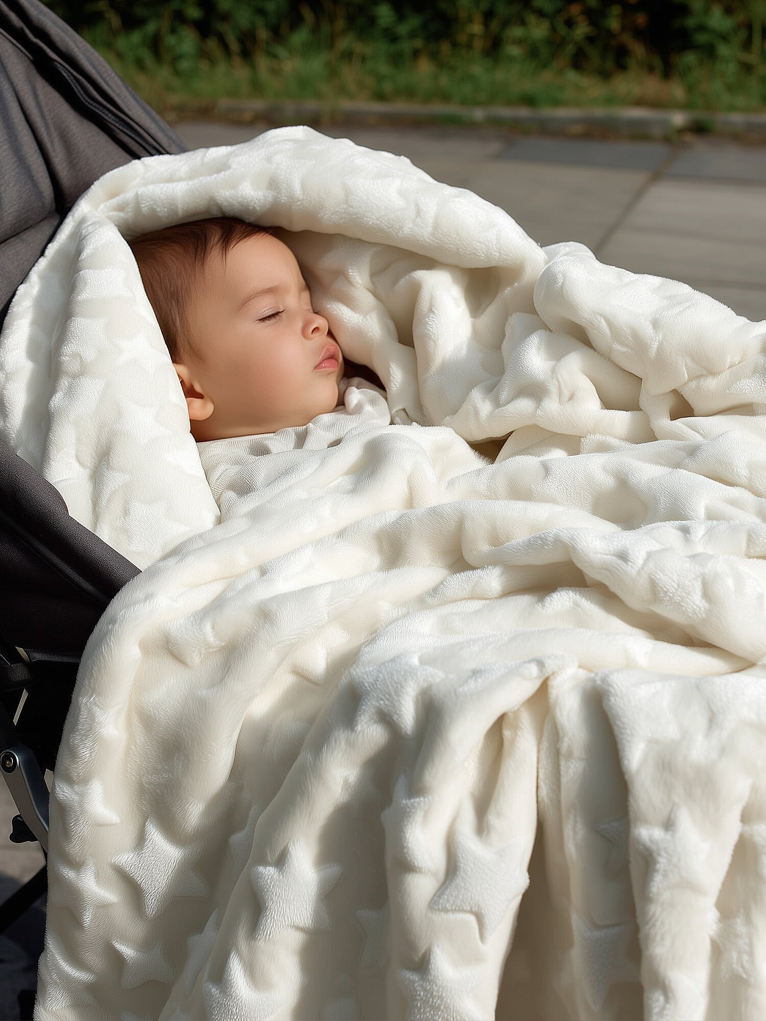 Детский плюшевый плед Сонный Гномик "Млечный Путь", молочный , 90x90, 535/10