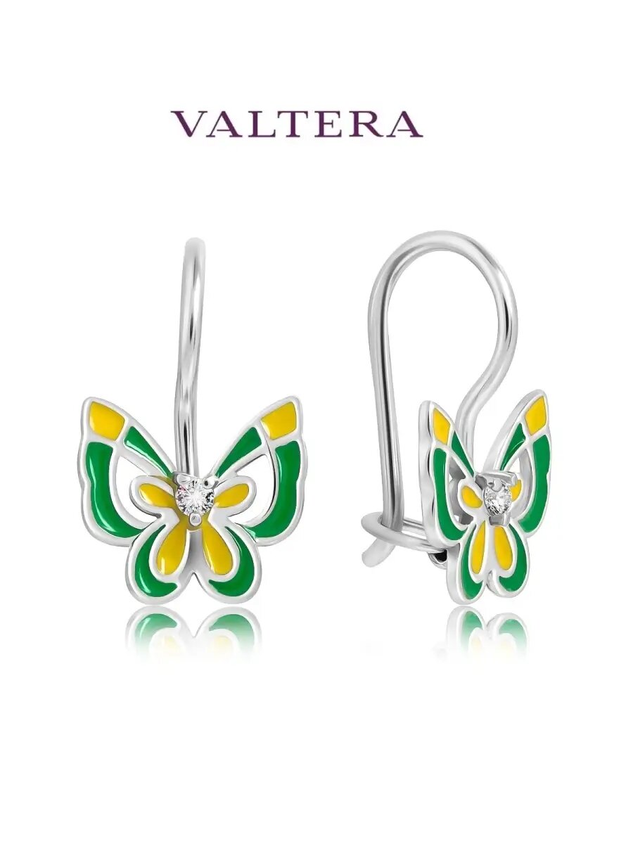 Серьги, серебро, 925 проба, родирование, эмаль