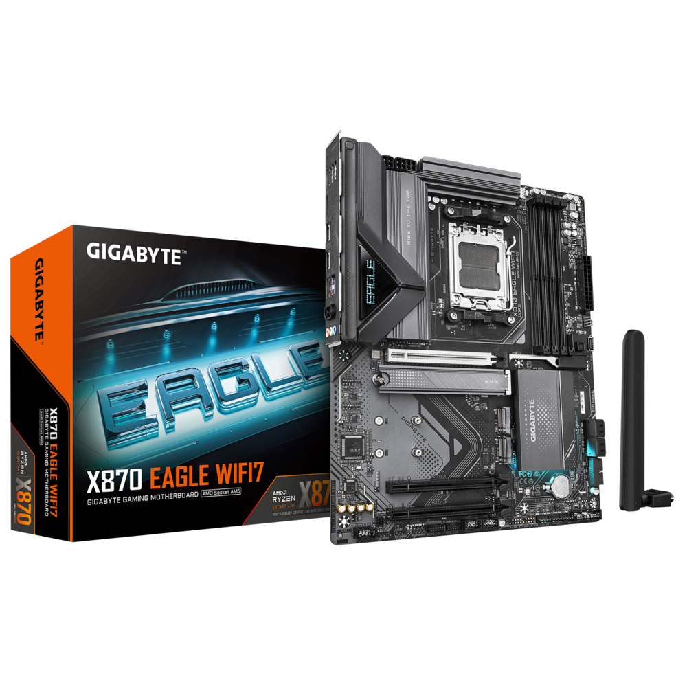 Материнская плата GIGABYTE X870 EAGLE WIFI7 (AM5/AMD X870/4xDDR5/3xPCI-Ex16/3xM.2/SB/Wi-Fi/BT/GLAN/HDMI/2xDP/ATX)