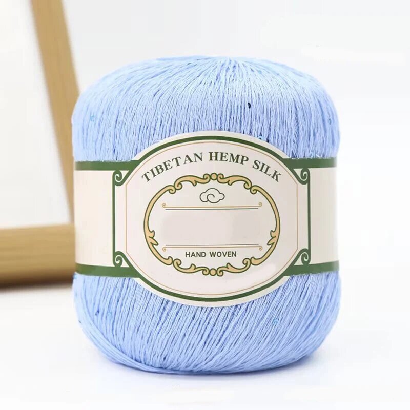 Пряжа Tibetan Hemp Silk, голубой Aurora Blue, ручная работа