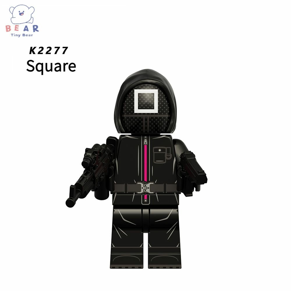 Минифигурка из конструктора для игры в кальмара, модель игрового персонажа кальмара, квадратная модель администратора, 1 штук, совместимы с легo конструкторами