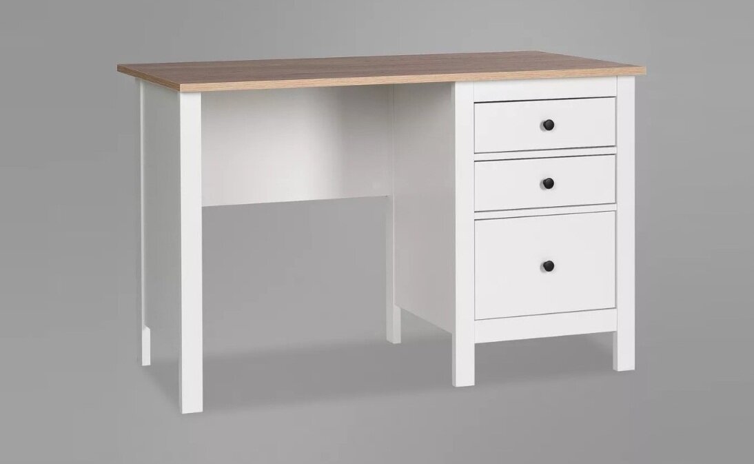 Стол письменный "сага" белый столешница ясень, три ящика от фабрики Белоруссии 120*600