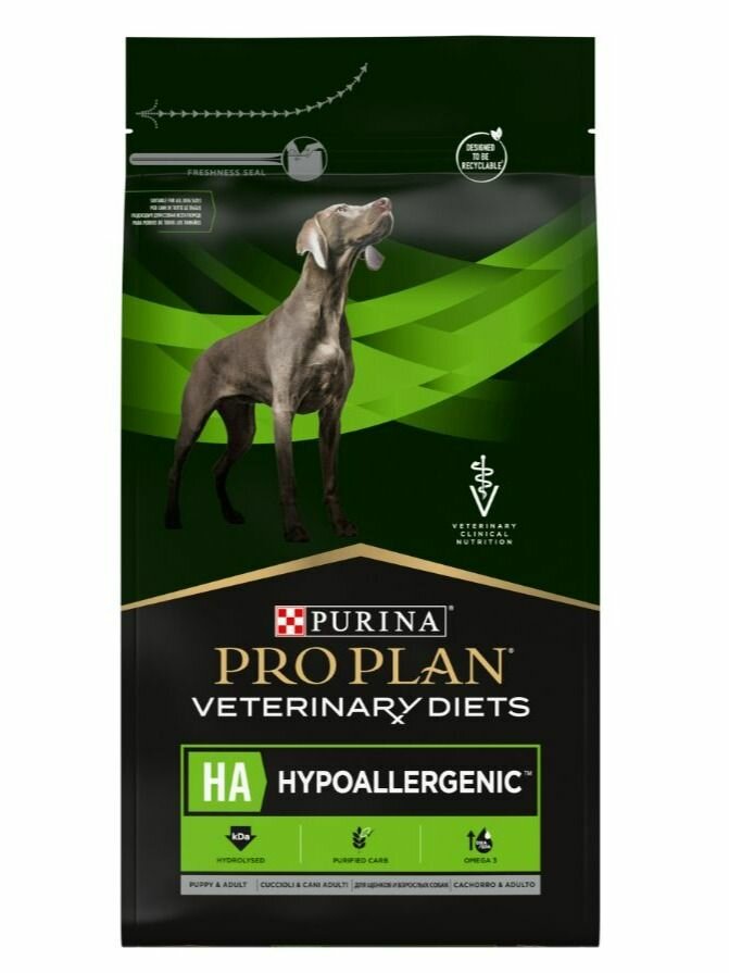 Pro Plan Veterinary Diets HA Hypoallergenic (3кг) . Сухой диетический корм для собак при пищевой аллергии и пищевой непереносимости