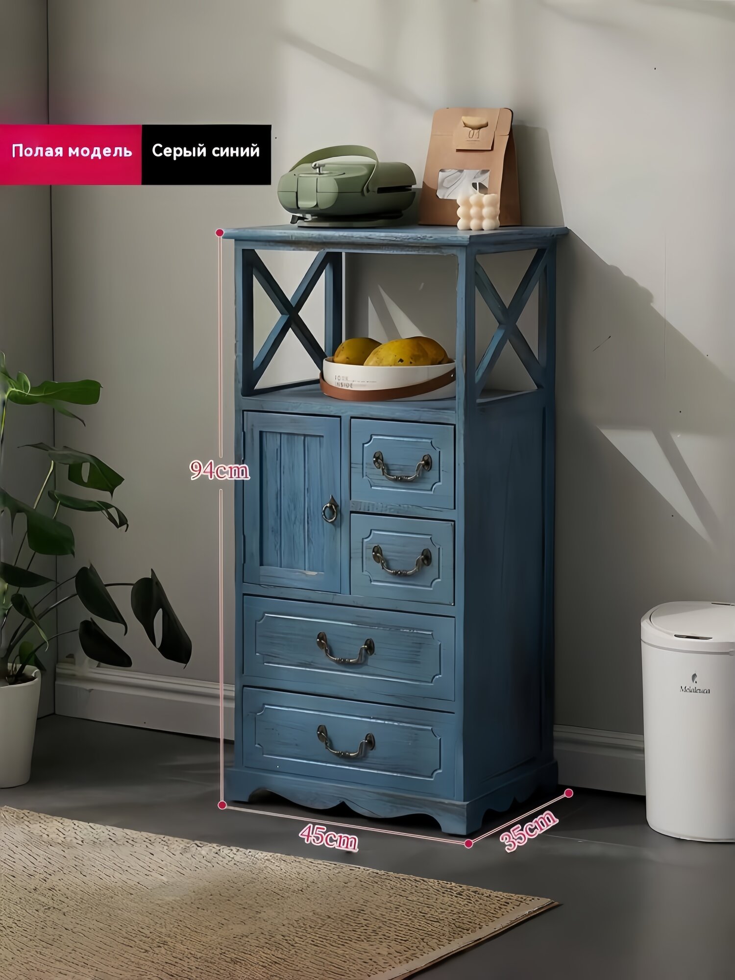 Комод из цельного дерева, простое хранение в стиле ретро, многослойный