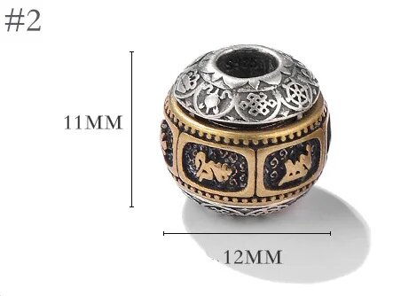 Серебряные тибетские бусины HYMIYA "ОМ мани падме ХУМ"