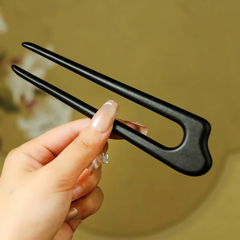 Деревянные U-образные шпильки для волос в винтажном стиле 2 Long 18cm