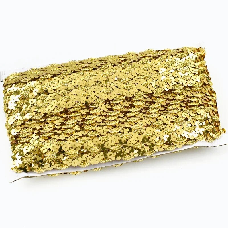 Пайетковая тесьма золотистая 15 мм, цвет 17Gold