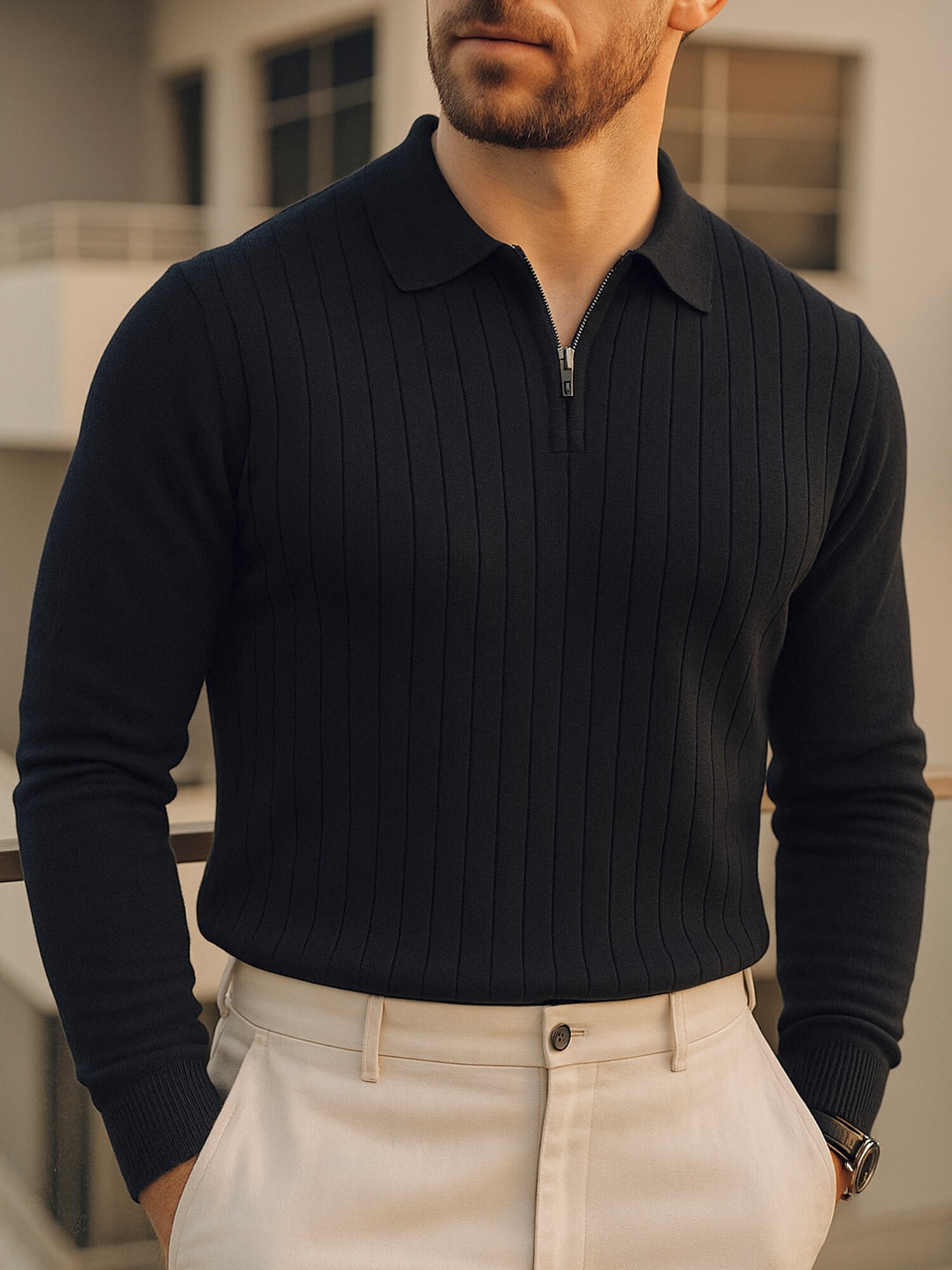 Джемпер поло с длинным рукавом