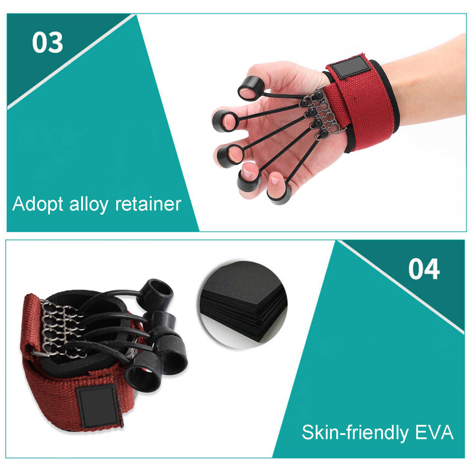 Тренажер для сгибания и разгибания пальцев. Тренажер для реабилитации пальцев и йоги для рук. Красный, 60 фунтов.