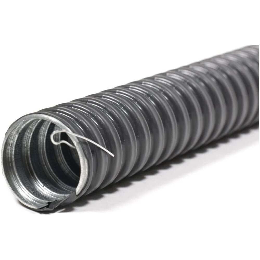Гофроматик Металлорукав в пвх изоляции мрпи нг 22 (50 м/уп.) черный с протяжкой zeta44406