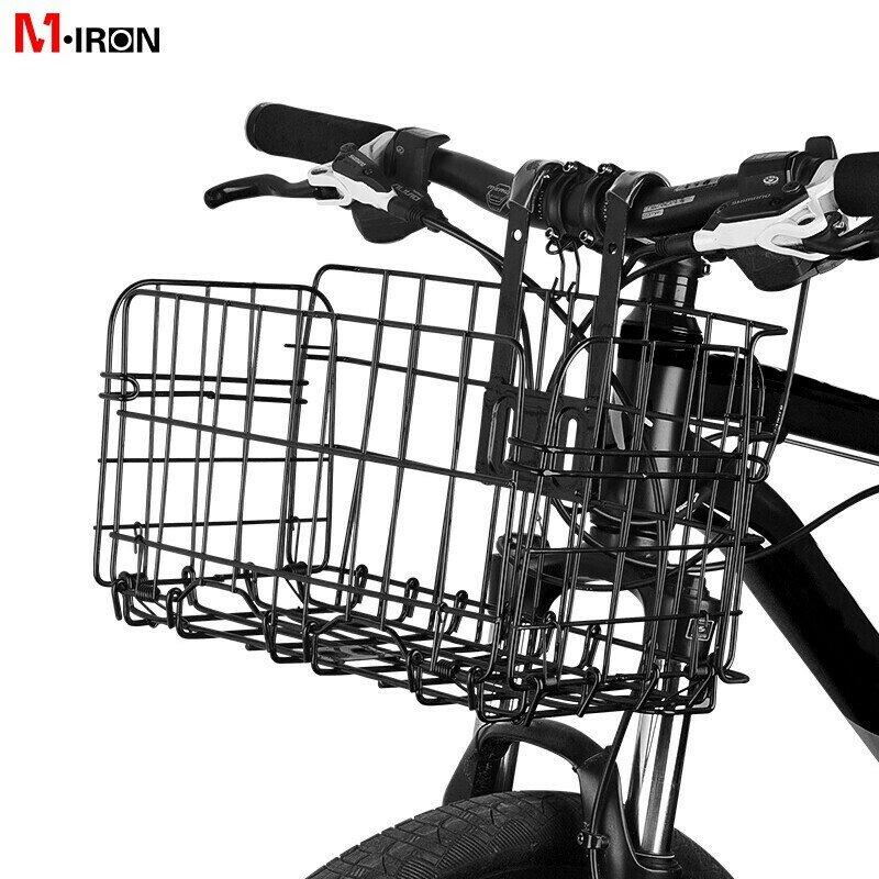 Move Iron Bicycle Basket, Front Basket, Electric Motorcycle, Mountain Bike, Folding Bike Basket, Hanging Basket, Bicycle Vegetable Steel Wire Basket