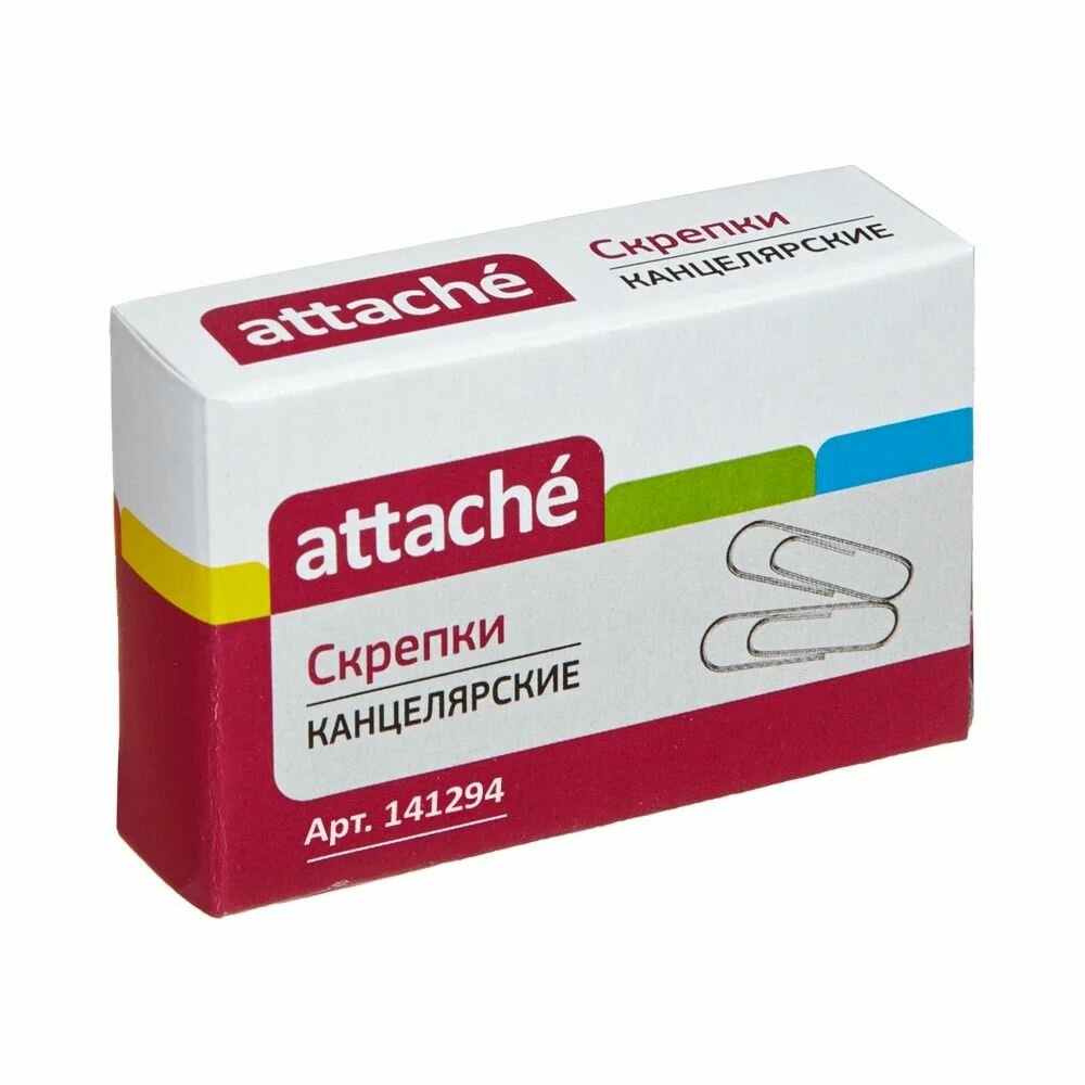 Никелированные скрепки Attache 22 мм, 100 шт в картонной упаковке 141294