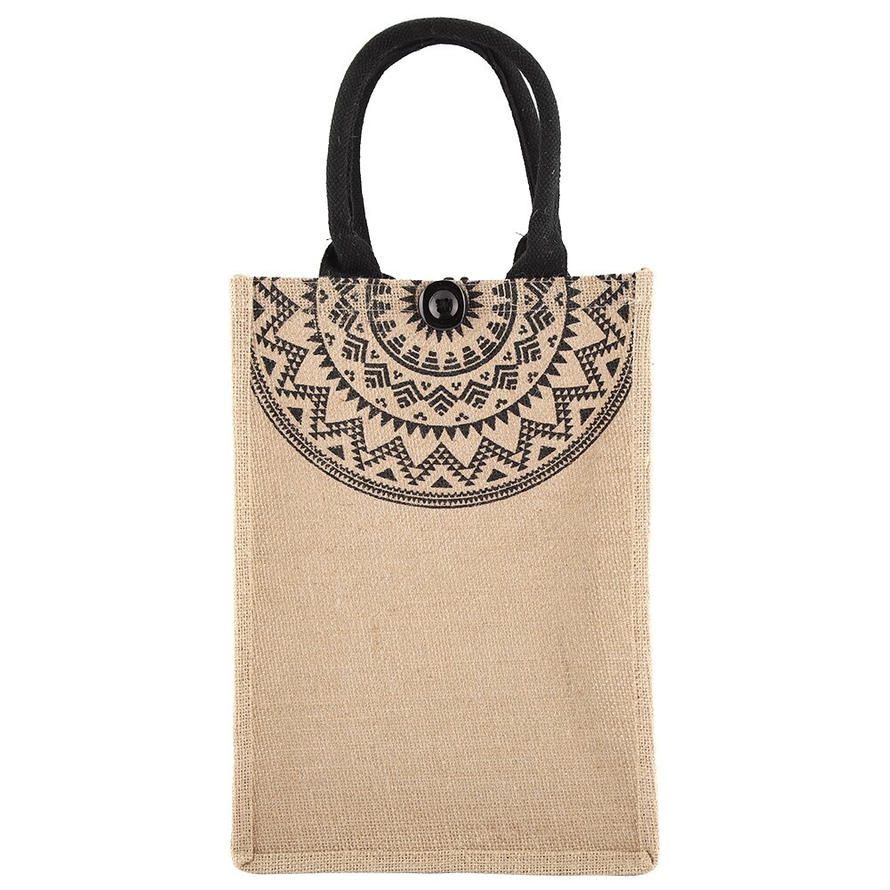 Винтажная квадратная сумка-тоут из джута для хранения вещей (S)