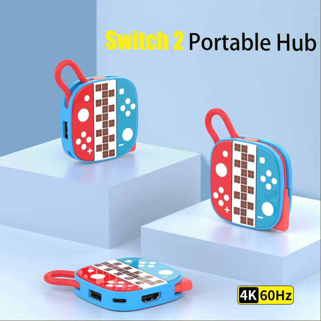 Портативный докер для Nintendo Switch 2 - Поддержка 4K/60fps и быстрой зарядки PD 100W, 3 в 1: HDMI 2.0, USB 3.0, Type-C Облегченный дизайн для поездок