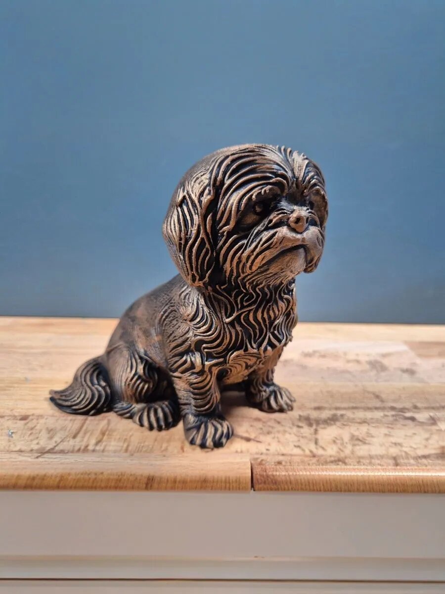 Ростовая статуэтка собаки-Ши-тцу (10см, коричневый металлик)