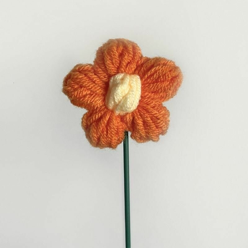 Простой букет из слоеных цветов, связанный вручную крючком, 5шт-оранжевый