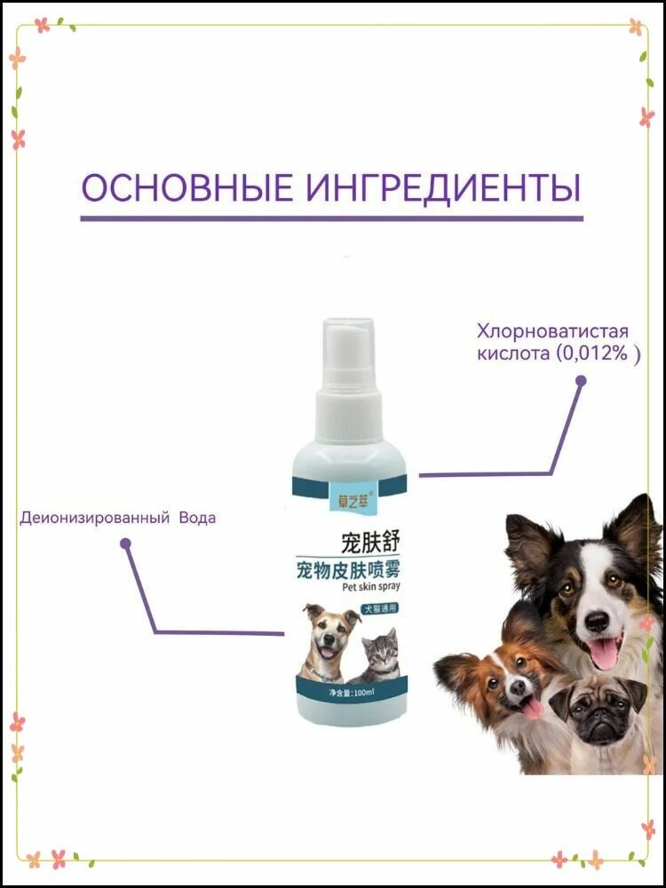 Спрей для лечения грибковых заболеваний кожи у кошек и собак, 100 мл, наружное применение
