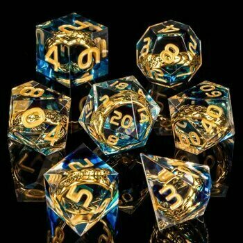 Набор игральных костей Resin Sharp Edge - 7 штук, ручная работа, прозрачные кости для Dungeons & Dragons из качественной смолы