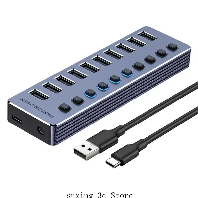 USB 3.0 хаб E8BE 4/7/10 портов алюминий Ten