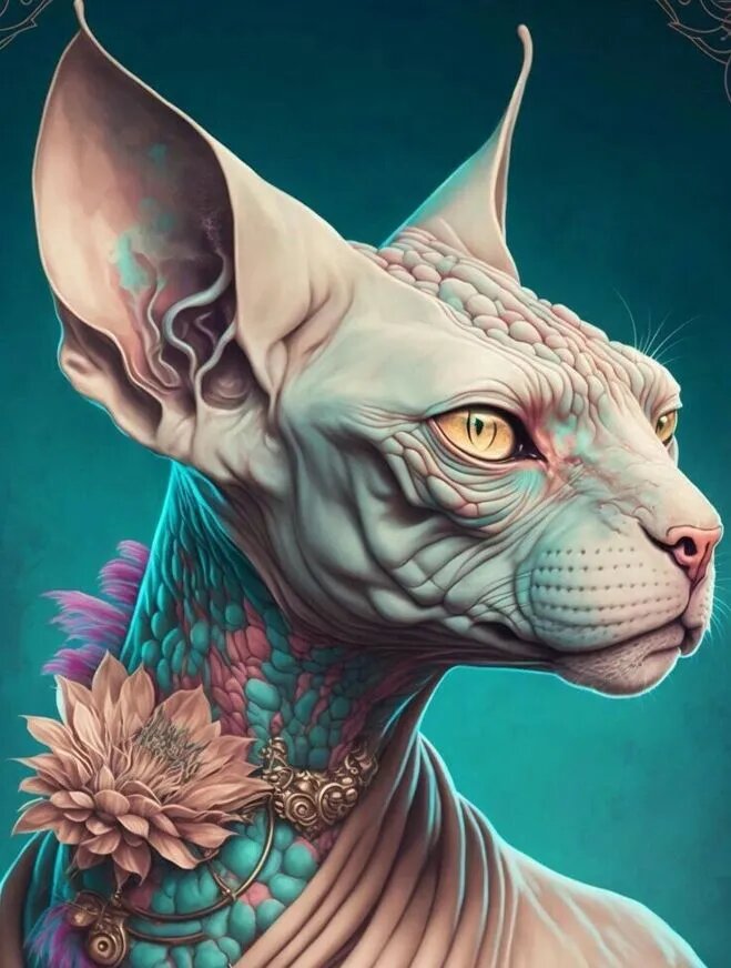 Алмазная Мозаика "Красивый Сфинкс" 40*50 См, Безрамная, Идеальна Для Дома, Украшения, Подарков.