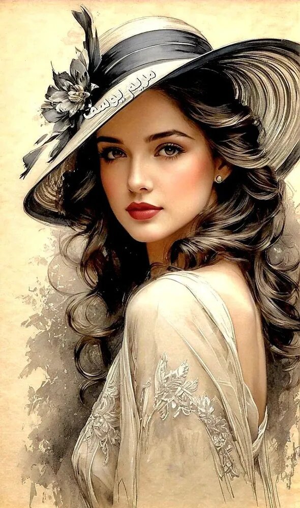 Алмазная Мозаика "Девушка В Шляпе" 40х50 См Алмазная Вышивка / Картина Стразами Подарков / Украшения