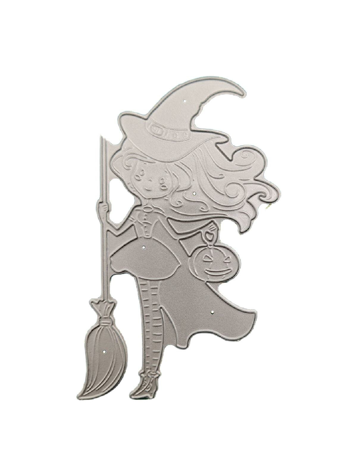 Хэллоуин Ведьма Резки Металла Умирает Трафарет Для Скрапбукинга DIY Альбом Штамп Бумажная Открытка Плесень Тиснение Украшения Ремесло